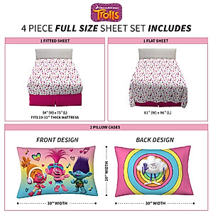 Franco Kids Bedding Super Soft Sheet Set, 4 Piece Full Size, Trolls(Print May Vary)