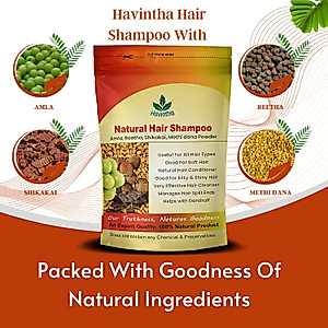 Havintha Natural Hair Shampoo with Amla, Reetha, Shikakai and Methi dana Powder for hair wash - 8 ounce | 0.5 pound | 227 grams (Pack of 1)