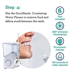 GuruNanda Better Gums Regimen 2.0 with CocoMint Pulling Oil, Butter on Gums Toothbrush, Table Top Water Flosser, Concentrated Mouthwash & Dual Barrel Mouthwash - 5 Count