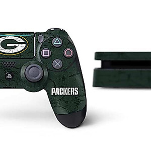 Skinit Decal Gaming Skin Compatible with PS4 Slim Bundle - Officially Licensed NFL Green Bay Packers Distressed Design