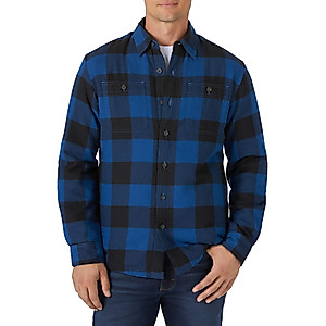 Wrangler Authentics Men's Long Sleeve Sherpa Lined Shirt Jacket, Blue Buffalo, Large