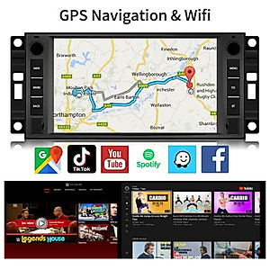 Android Car Stereo for Jeep Wrangler Stereo Chrysler Dodge with Wireless Apple Carplay Bluetooth 7 Inch Touch Screen Jeep Car Radio with WiFi GPS Navigation Mirror Link FM Radio + Backup Camera
