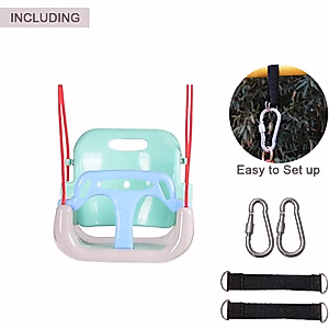 3 in 1 Kids Swing, Swing Seat for Baby/Toddler/Kids, with Adjustable Ropes, Snug & Secure Swing Seat Great for Tree/Swing Set, Indoor, Outdoor, Playground, Background (Green)