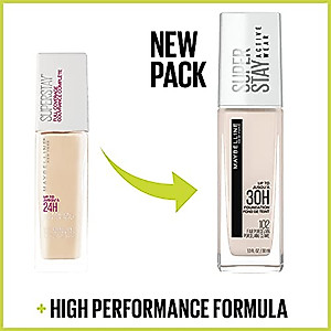 Maybelline Super Stay Full Coverage Liquid Foundation Active Wear Makeup, Up to 30Hr Wear, Transfer, Sweat & Water Resistant, Matte Finish, Light Beige, 1 Count