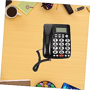 Business Phones Home Landline Home Phones Business Phone Household Phone Desk Phone English Telephone Battery Free Black PVC Crafts Desktop Telephone Home Phones