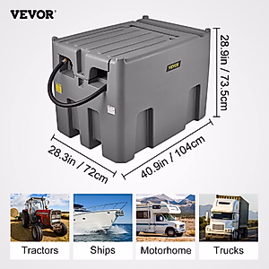 VEVOR Portable Diesel Tank, 116 Gallon Capacity & 10 GPM Flow Rate, Diesel Fuel Tank with 12V Electric Transfer Pump and 13.1ft Rubber Hose, PE Diesel Transfer Tank for Easy Fuel Transportation, Gray