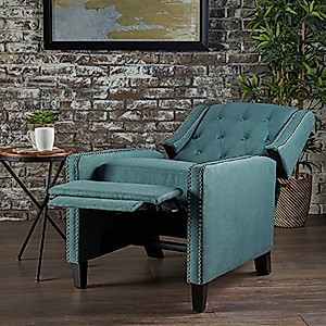 GDFStudio Izaak Tufted Back Fabric Recliner Chair (Dark Teal)