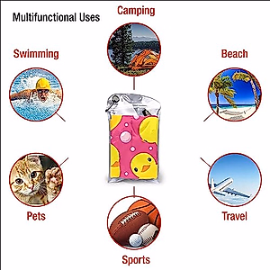 niBBuns Watermelon Print, Absorbent Camping Towels,Watermelons Slice in Watercolors,Microfiber Travel Towel,Quick Dry for Swimming Beach Hiking Yoga Travel Sports,Pink White,Horizontal Pattern