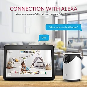 YI Pet Security Camera 1pc, 1080p 360-degree Pan-Tilt Smart Indoor IP Cam with Night Vision, 2-Way Audio, Motion-Tracking，Human Detection, Phone App, Compatible with Alexa and Google