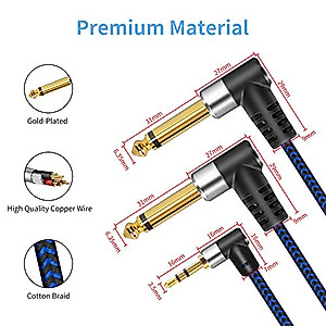 GGMTY 1/8" TRS to Dual 1/4" TS Mono Stereo 6FT Y-Cable Splitter Cord Compatible for Smartphone, iPod,Sound Card,CD Players,Multimedia Speaker,PA Audio and Home Stereo System
