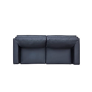 HYC Mid-Century Leather Living Room, Modern Style Upholstered 3-Seater Sofa Couch for Home or Office, Black PU