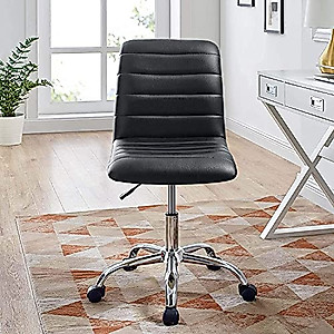 Modway Ripple Ribbed Armless Mid Back Swivel Computer Desk Office Chair In Black
