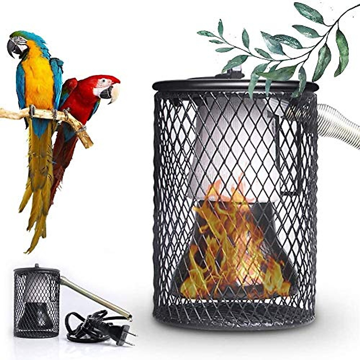 Tiyano 100W Ceramic Heat Emitter Reptile Heat Lamp Bulb No Light Emitting Brooder Coop Heater with Anti-bite Iron Tube & Shade of Pet Safety Heat Lamp