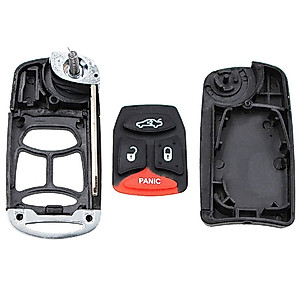Beefunny Replacement Folding Flip Remote Car Key Shell Case Fob 4 Button for Chrysler for Dodge Durango (1)