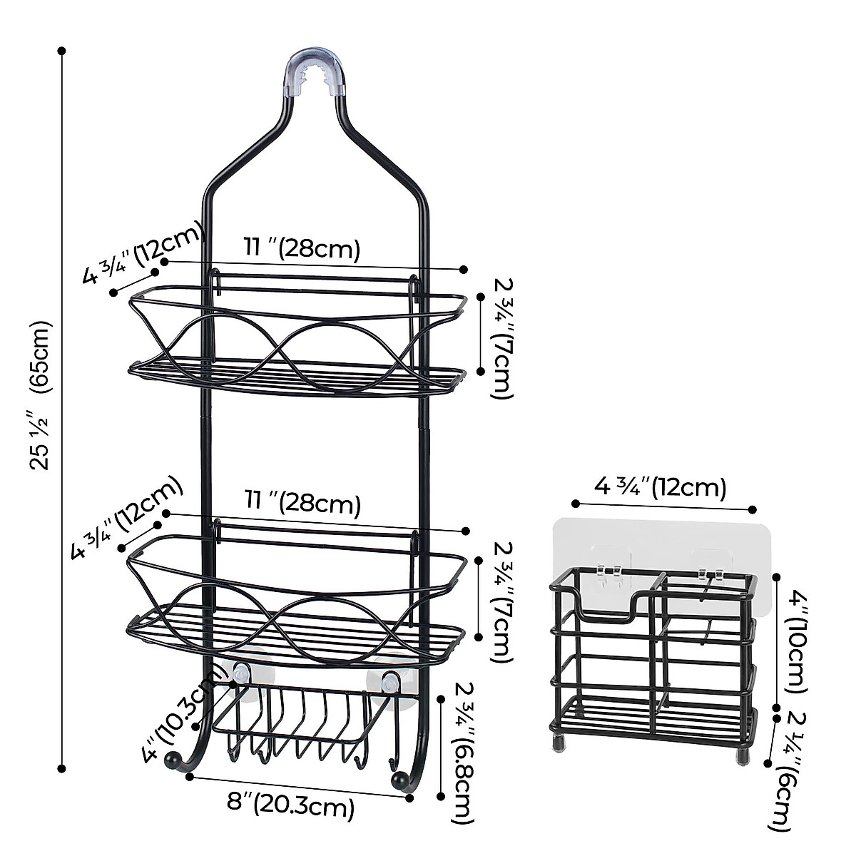 GRANNY SAYS Shower Caddy Hanging, Shower Organizer with Toothbrush Holder, Shower Holder Over Shower Head, Shower Racks for Inside Shower, Black Shower Caddy, Bathroom Shower Organizer