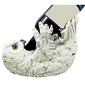 Ebros Wisdom of The Tundra Forest Beautiful Mystical Snowy Owl Wine Bottle Holder Figurine Storage Rack for Rustic Wildlife Decor Ideal for Cabin Lodge Country Design Decorative Party Hosting Kitchen