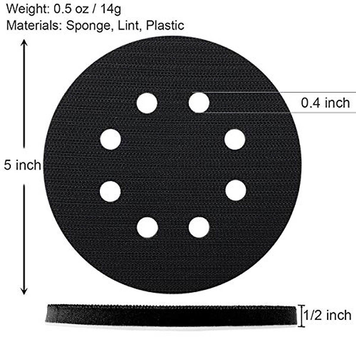 M-jump 2 Pack 5 Inch 8 Holes Sponge Cushion Buffer Orbital Sander Foam Pad Backing Pad - Hook and Loop Soft Interface Pads for Automobile Metal Polishing