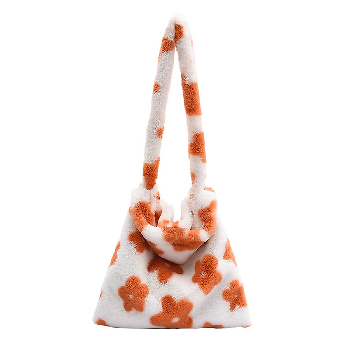 holygloomy Girls Fluffy Plush Shoulder Bag Plush Underarm Bag Plush Handbag Furry Messenger Bag for Autumn Winter Shopping Travel, Orange