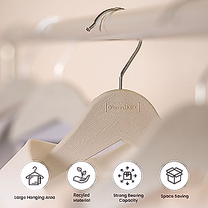 D'orcia Home Clothes Hanger - Heavy Duty Durable Coat and Clothes Hangers - 20 Pack Clothes Hangers Plastic - Non-Slip Clothes Hangers - Wood Look Space Saving Hangers - 360 Degree Swivel Hook (White)