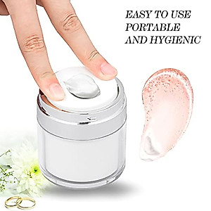 Airless Pump Jar, 2Pcs Cream Jar Vacuum Bottle Small, Airless Pump Bottles, Lotion Dispenser with Pump for Toiletries Cosmetic Container Travel Containers (1.0OZ)