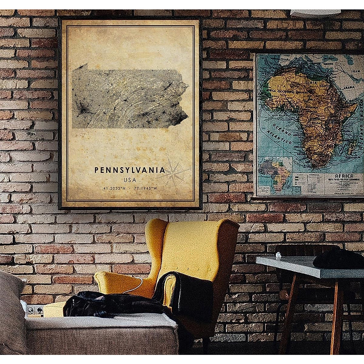 Pennsylvania Vintage Map Print Pennsylvania Map USA Map Art Pennsylvania City Road Map Poster Vintage Gift