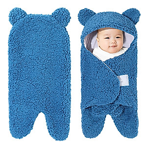 Cute Newborn Baby Swaddle Blanket, Sleeping Wrap Swaddle, Soft Infant Boys Girls Clothes, Receiving Blankets for Infant 0-6 Months, Registry Baby Girl Shower Gift (Blue)