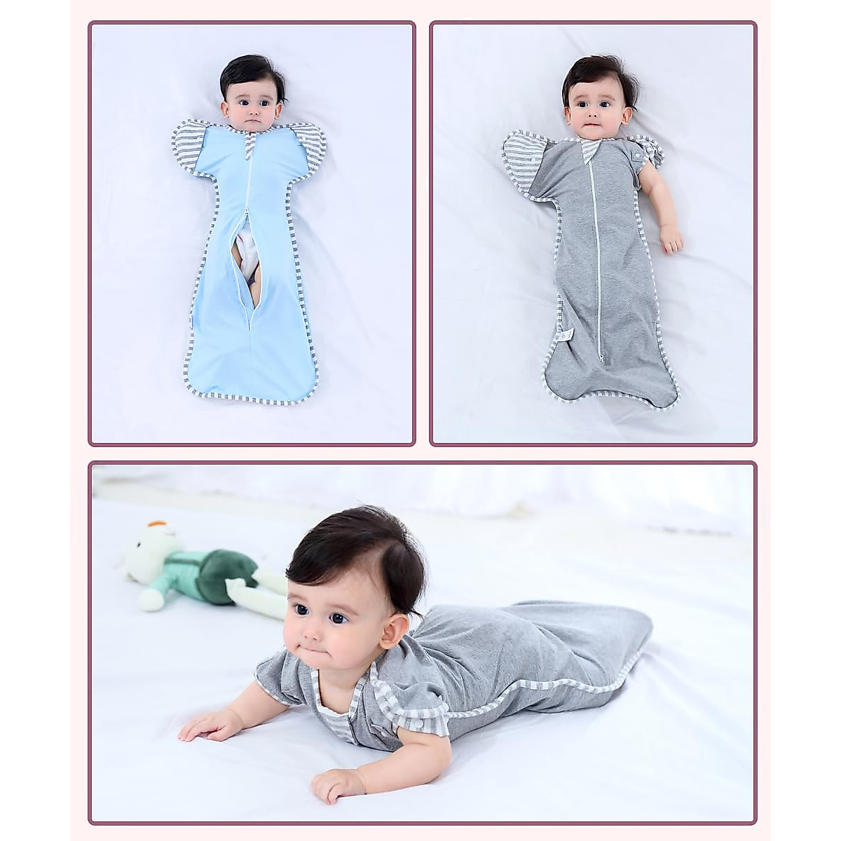 Bycc Bynn 2 Pack Sleeping Blanket Sack with High Sleeve,Transitions to Arms-Free Wearable Sleeping Bag for Baby pacify