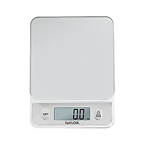 Taylor Glass Top Food Scale with Touch Control Buttons, 11 lb Capacity, Silver