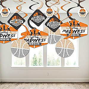 Big Dot of Happiness Basketball - Let The Madness Begin - College Basketball Party Hanging Decor - Party Decoration Swirls - Set of 40