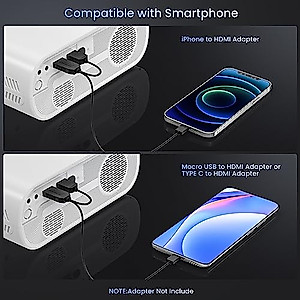 HOMPOW Projector, Native 1080P Full HD Bluetooth Projector with Speaker, 9500 Lumens Outdoor Portable Movie Mini Projector Compatible with Laptop, Smartphone, TV Stick, Xbox, PS5