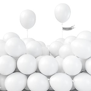 PartyWoo White Balloons, 120 pcs 5 Inch Matte White Balloons, White Balloons for Balloon Garland or Balloon Arch as Party Decorations, Wedding Decorations, Neutral Baby Shower Decorations, White-Y13