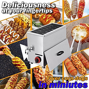 YXCUSAM Commercial Deep Fryer, 21L Hot Corn Dog Fryer, Automatic Cheese Hot Dog Sausage Grill Stove Sticks, Adjustable Temperature