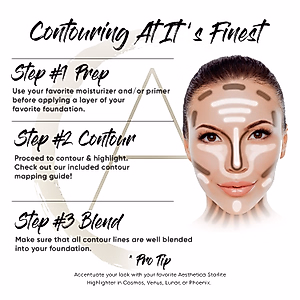 Aesthetica Cosmetics Contour and Highlighting Powder Foundation Palette/Contouring Makeup Kit; Easy-to-Follow, Step-by-Step Instructions Included