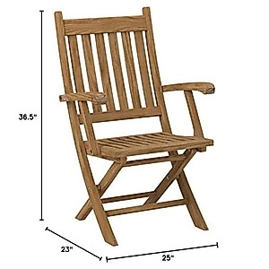 Modway EEI-2703-NAT Marina Premium Grade A Teak Wood Outdoor Patio Folding Armchair, Natural