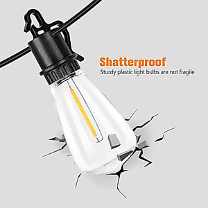 OOOLED Solar String Lights Outdoor Waterproof 100FT with Remote, 52 LED Shatterproof ST38 Vintage Edison Bulbs, 3 Light Modes, Dimmable& Timable Hanging Lights for Outside Backyard