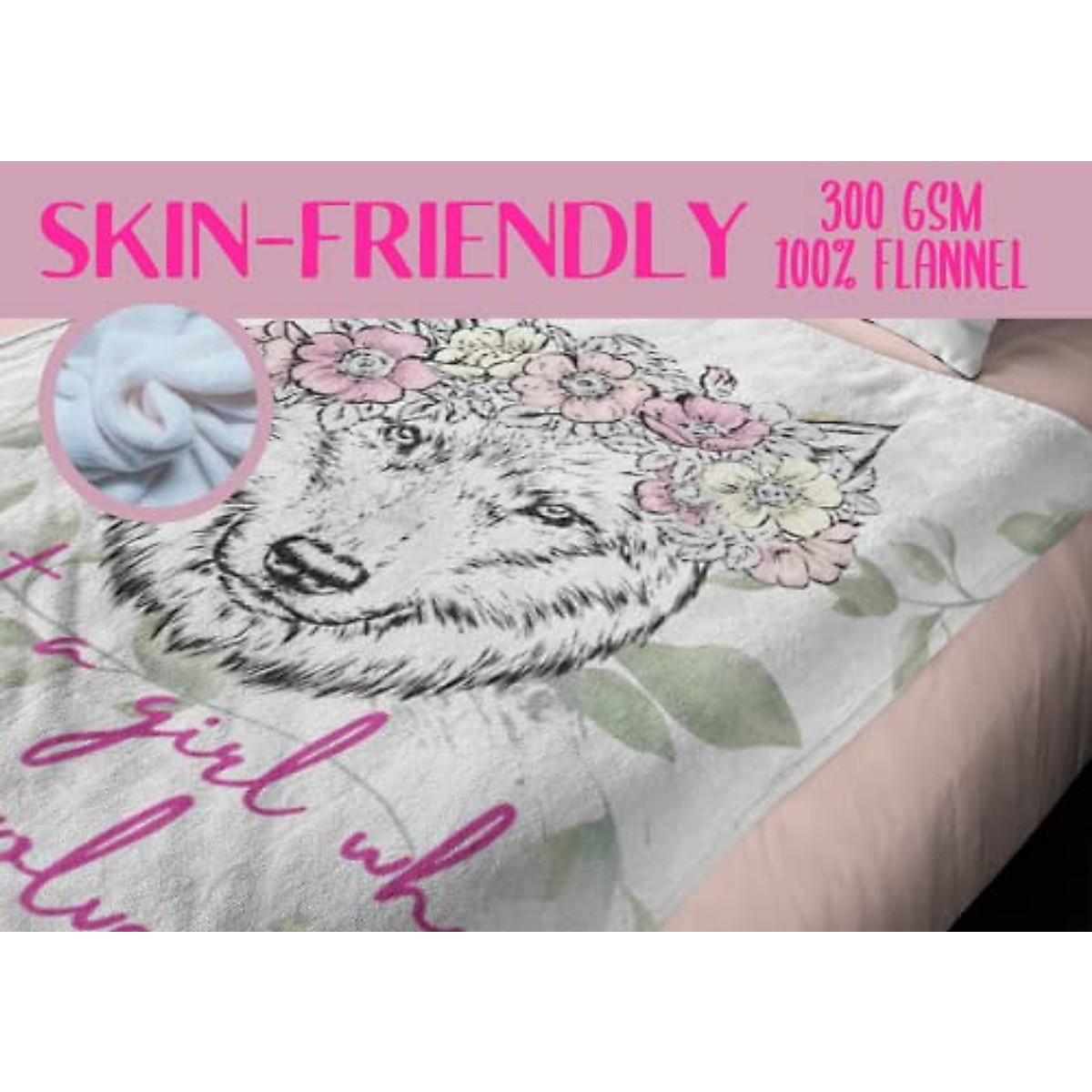 InnoBeta Wolf Blanket, Just A Girl Who Loves Wolves, Wolf Gifts, Wolves Gifts, Wolf Gifts for Girls?Women, Kids, Throw Blanket for Bed, Couch - Grey…