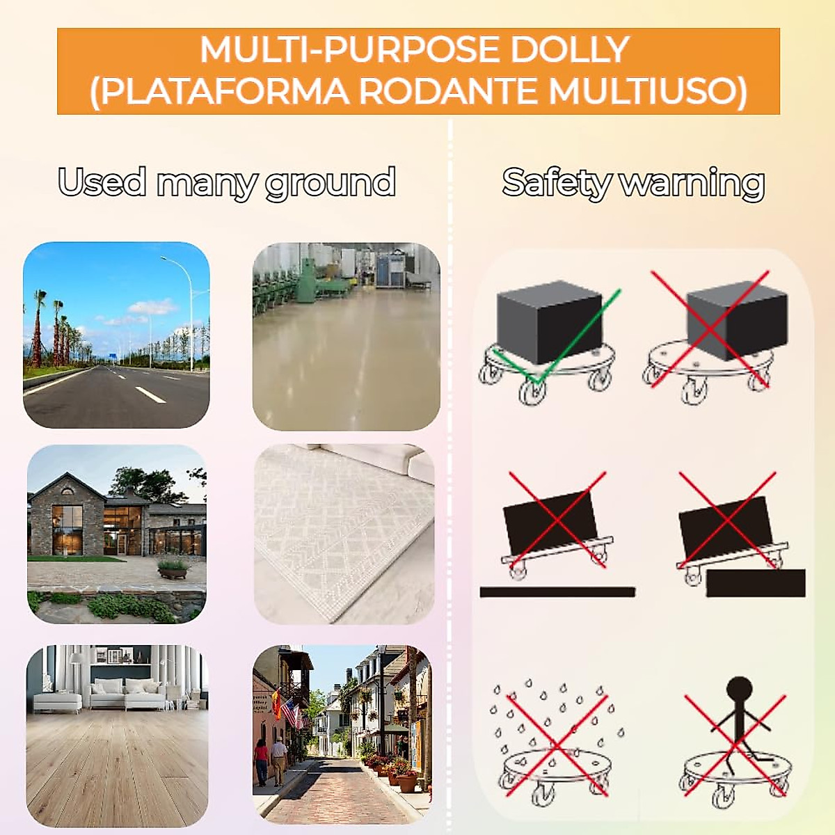 15-Inch Round Wood Platform Dolly with TPR Silent 3" Wheel, 551-lb Load Capacity Heavy Duty Wood Furniture Dolly, Multifunctional Movers Carrier,Plant Dolly, One Pack