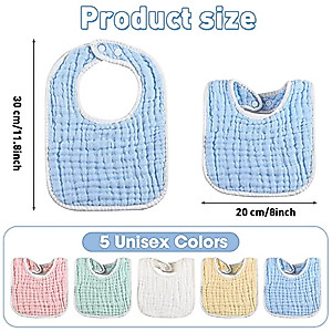 30 Pcs Muslin Baby Bibs Muslin Cotton Bibs for Baby Girls and Boys, Baby Bandana Drool Bibs Absorbent Newborn Teething Bibs 6 Layers Muslin Bibs with Snap Button for Infant Teething and Drooling