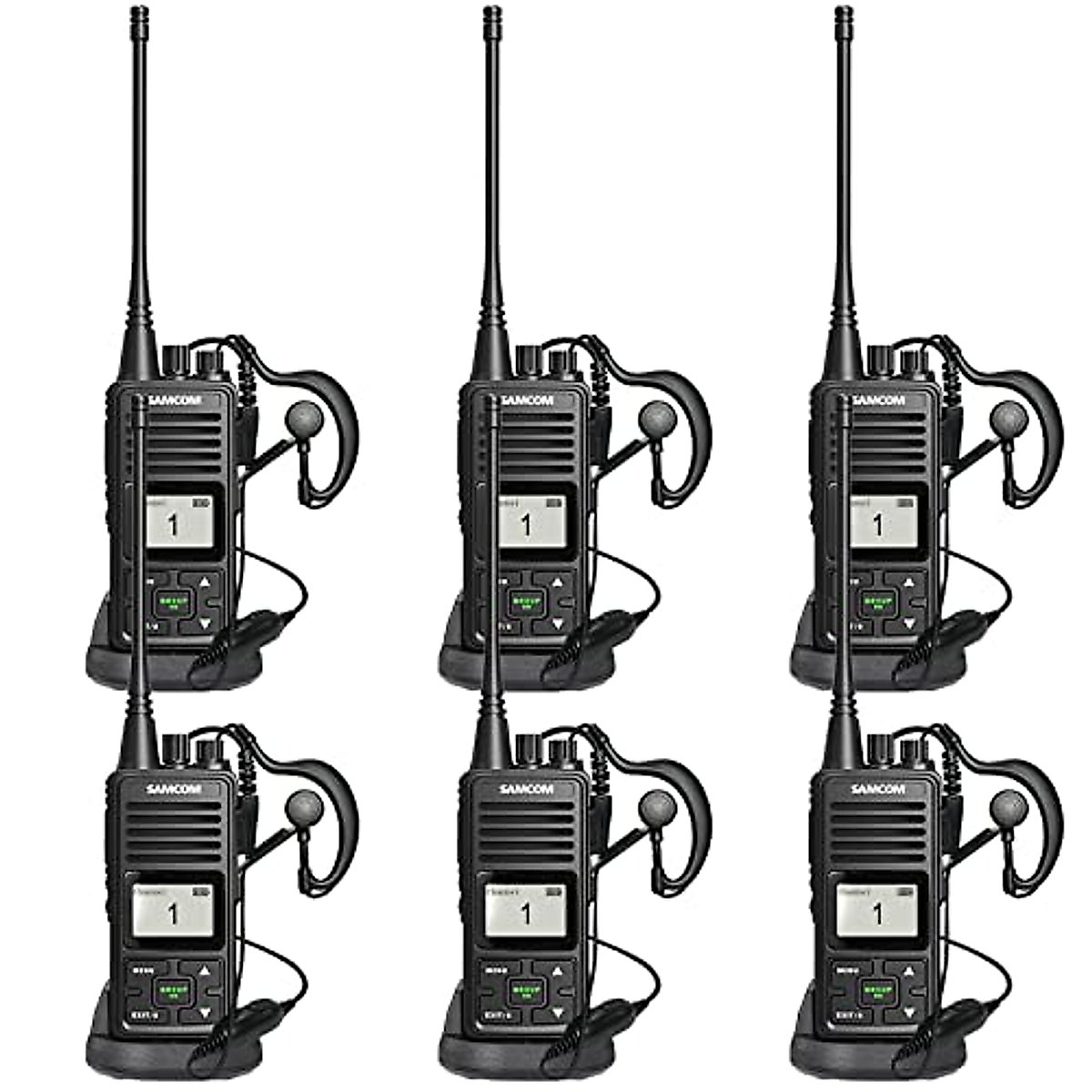 SAMCOM FPCN10A Two Way Radios Long Range, 3000mAh Battery High Power 2 Way Radios Walkie Talkies for Adults Rechargeable, Business Programmable Handheld UHF Radios with Dual PTT Group Call, 6 Packs