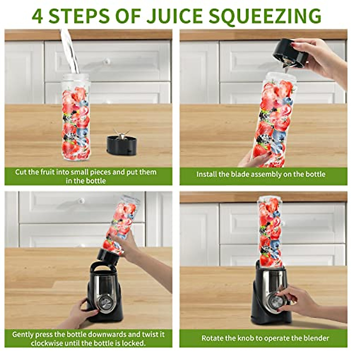 Frossvt Personal Blender for Shakes and Smoothies, Powerful Smoothie Blender with 450w Powerful Motor 2 x Travel Cups 20oz Pulse Technology BPA-Free