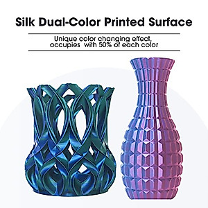 eSUN Silk Magic PLA Filament 1.75mm, Shiny Silk Dual Color Co Extrusion 3D Printer Filament, 1KG (2.2 LBS) Spool 3D Printing Color Change Filament for 3D Printers, Metallic Gold Silver