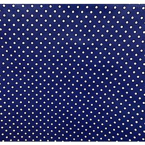 Small Polka Dot Poly Cotton White Dots on Navy 58 Inch Fabric by The Yard