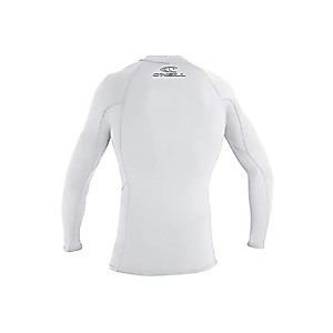 O'Neill Wetsuits Men's Basic Skins UPF 50+ Long Sleeve Rash Guard, White, XL