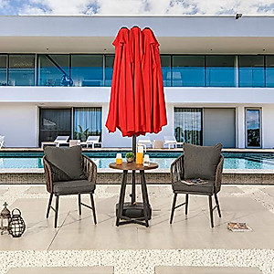 LOKATSE HOME 15 Ft Twin Patio Umbrella Double Sided Outdoor Sunshade Canopy with Crank for Garden Table Market Beach Shade Outside Deck or Pool, Red