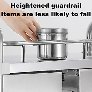 Metal Cart On Wheels,Food Cart,Stainless Steel Kitchen Cart,w/ 360° Swivel Wheels Lockable,Ergonomic Handle,Lab Rolling Cart,for Garage, Kitchen, Hotel, Office, Warehouse (Color : 3 Layer, Size : 80