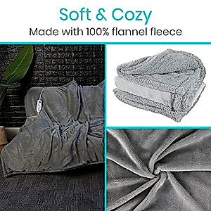 Vive Heated Electric Throw Blanket - 50 X 60 Dark Grey Soft Cozy Throw Blanket - Reversible, Portable - Fast Heating for Couch, Bed, Living Room - Ideal for Men, Women, Adults & Kids