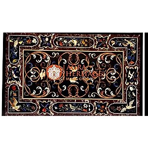 Marble Center 48"x36" Inches Dining Table Top Pietradura Inlay Hallway Decor Furniture