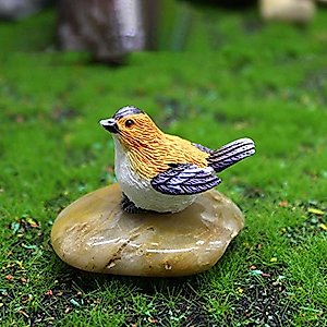 Miniature Figurines 1PC Fairy Garden Miniatures Mini Bird Garden Decorations Accessories Resin Crafts DIY Plant Bonsai Figurines(S-Orange Bird)