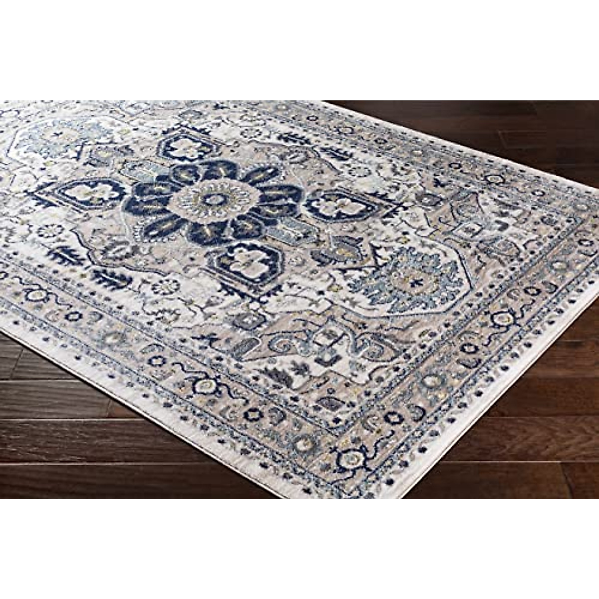 Canonsburg Traditional Persian Living Room Bedroom Area Rug - Bohemian Oriental Medallion Carpet - Blue, Grey, Beige, Brown - 7'10" x 10'2"