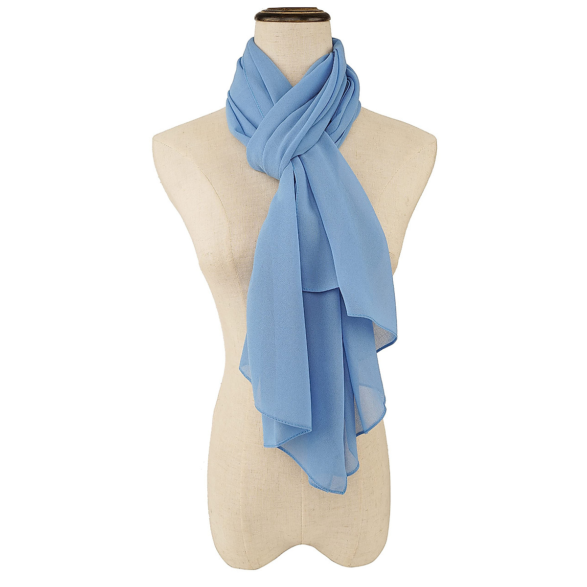 YOUR SMILE for Women Lightweight Breathable Solid Color Soft Chiffon Long Fashion Scarves Sunscreen Shawls (Baby blue)